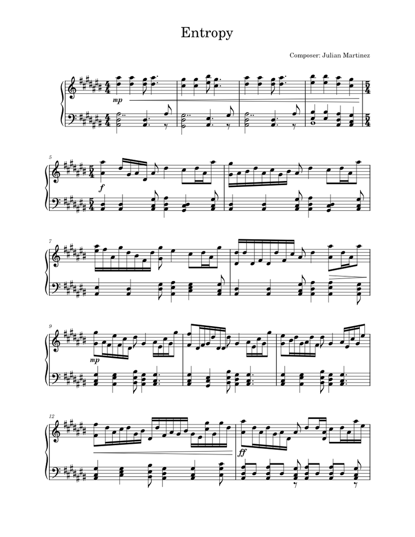 Entropy - Julian Martinez Sheet music for Piano (Solo) | Musescore.com
