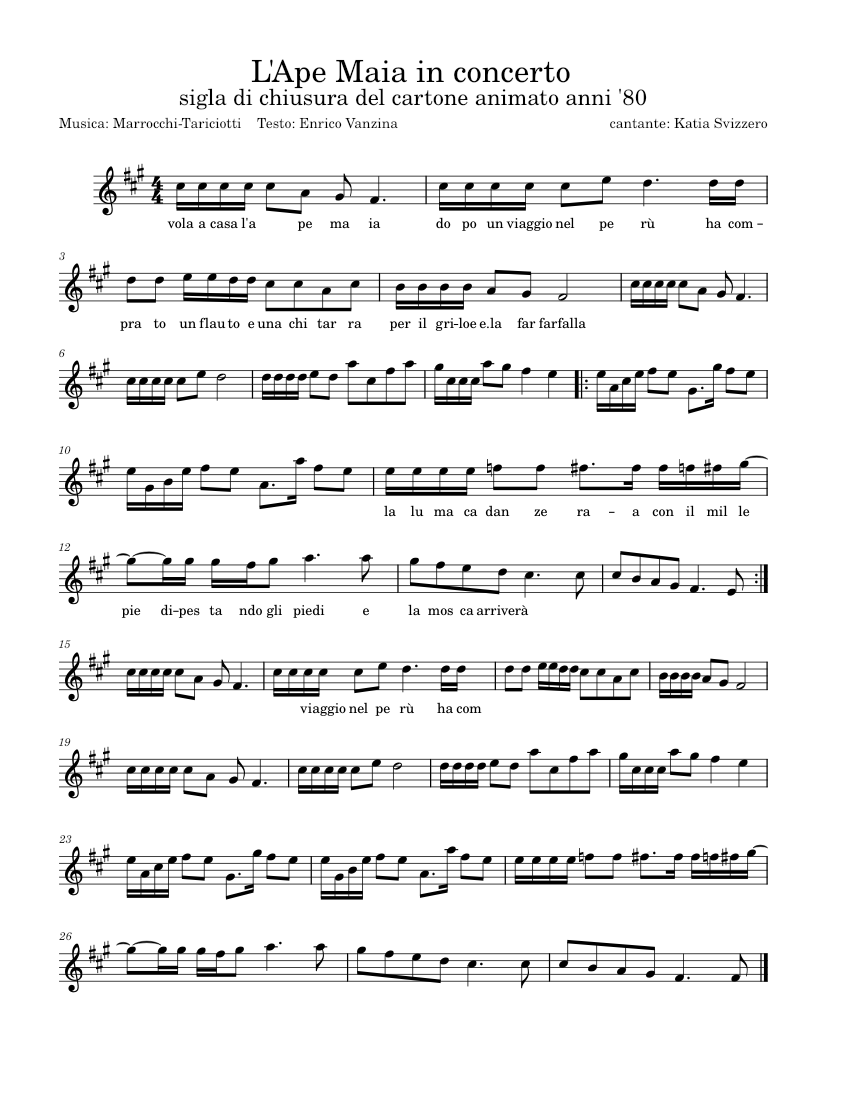 L'ape Maia in concerto ape Sheet music for Saxophone alto (Solo ...