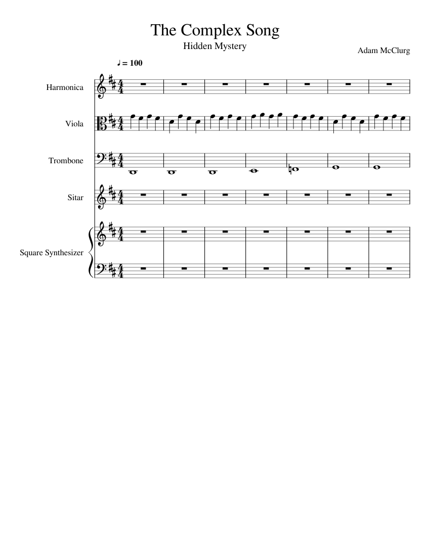 The Complex Song Sheet Music for Trombone, Viola, Harmonica ...