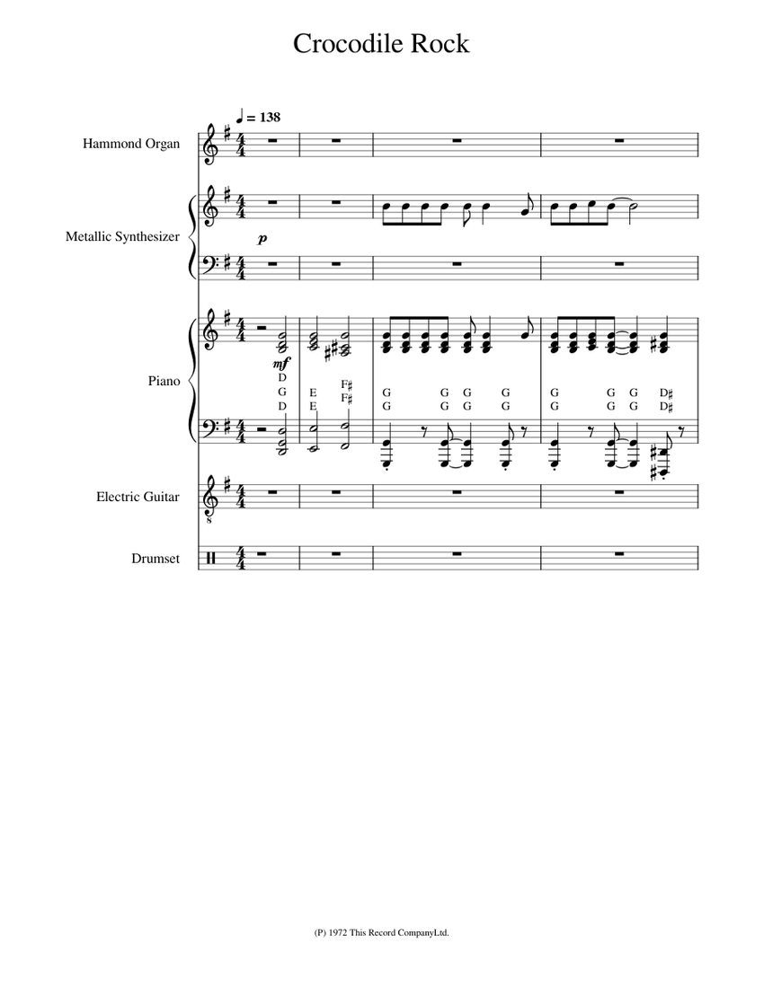 Crocodile Rock - piano tutorial