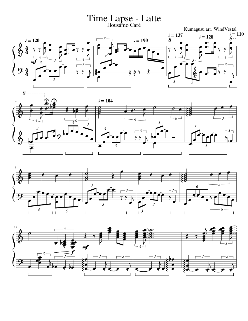 Time Lapse - Latte Sheet music for Piano (Solo) | Musescore.com