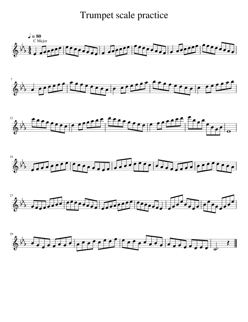 Trumpet scale practice Eb Sheet music for Piano (Solo) | Musescore.com