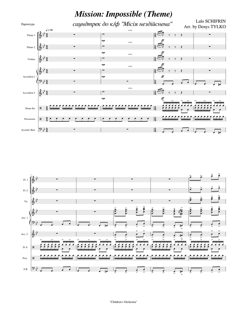 Mission Impossible (Theme) Sheet music for Accordion, Flute, Violin ...