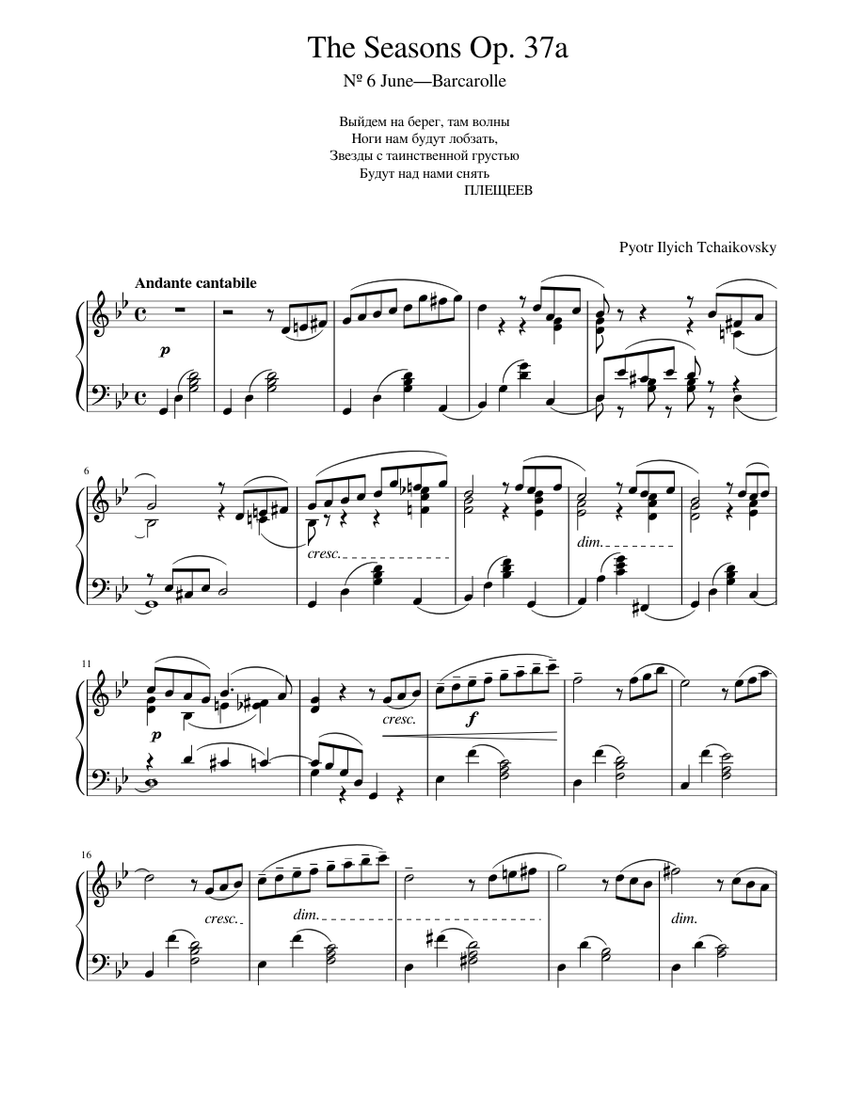 The_Seasons_Op._37a Sheet music for Piano (Piano Duo) | Musescore.com