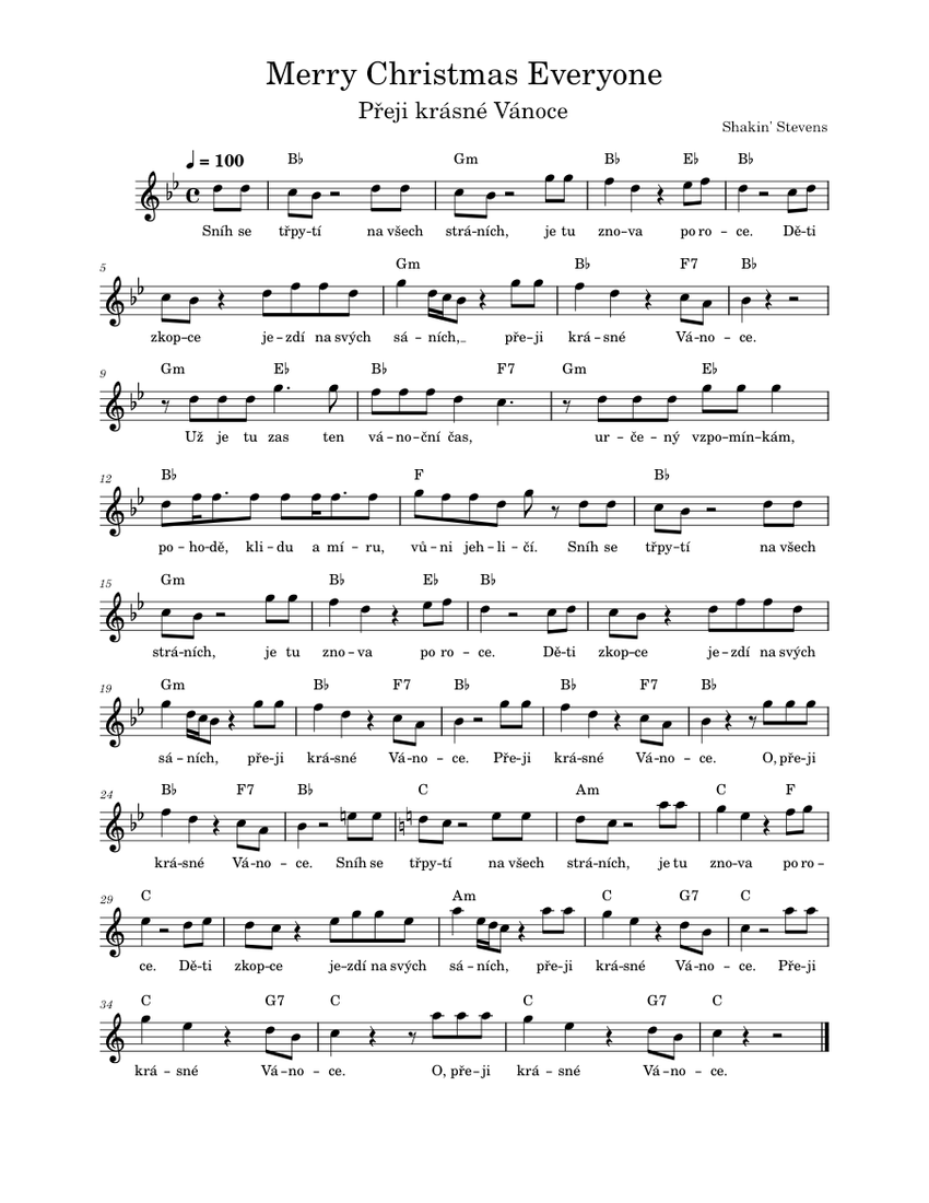 Merry Christmas Everyone Sheet Music for Piano (Solo) Easy | MuseScore.com