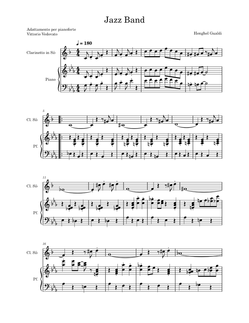 Jazz Band – Henghel Gualdi Jazz Band Sheet Music for Piano, Clarinet in ...