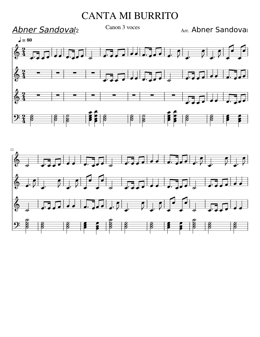 CANTA_MI_BURRITO Sheet Music for Piano (Solo) easy | MuseScore.com