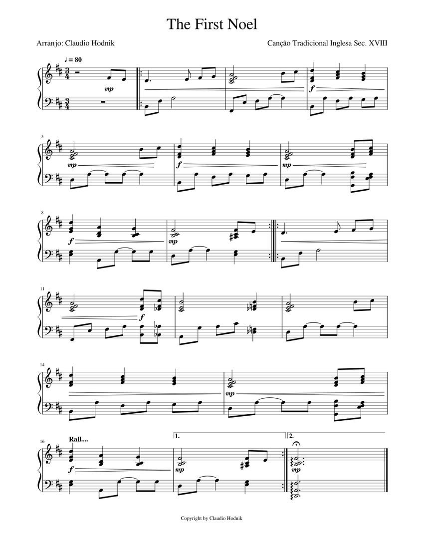 The First Noel Sheet Music for Piano (Solo) Easy | MuseScore.com