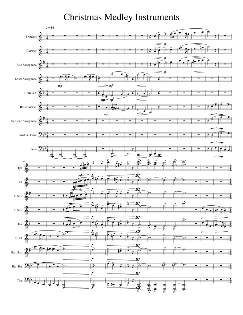 Christmas Medley WIP Sheet Music for Tuba, Clarinet bass, Saxophone ...