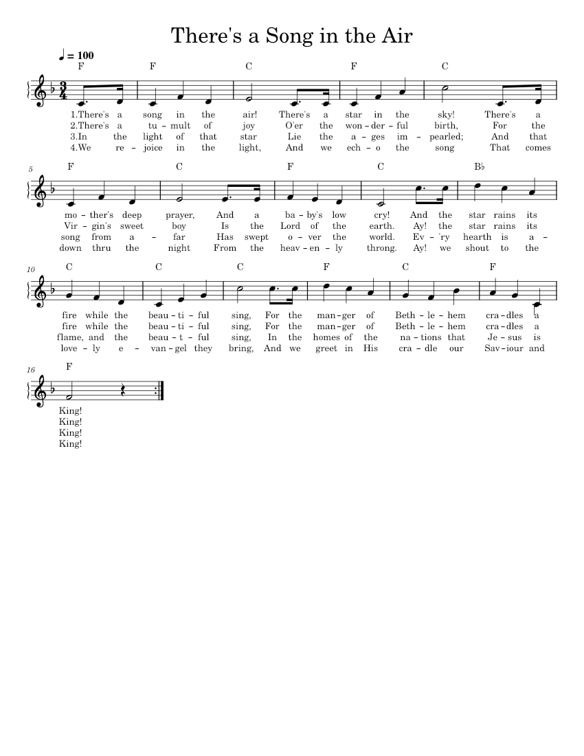 There's a Song In The Air – Misc Christmas (Lead Sheet - Melody, Chords ...