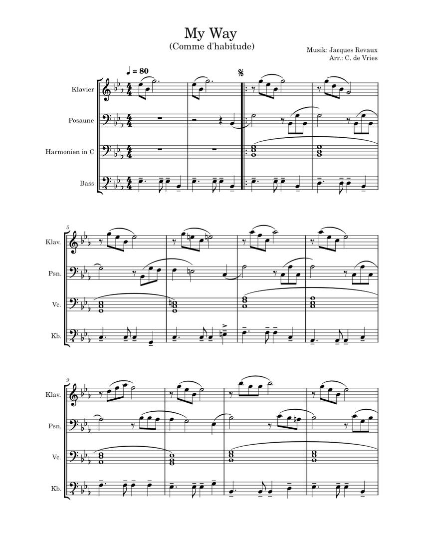 My way – Frank Sinatra My Way Sheet music for Piano, Trombone ...