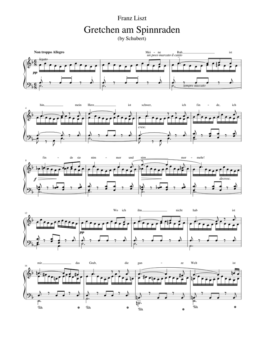Schubert/Liszt : Gretchen am Spinnrade Sheet Music for Piano (Solo ...