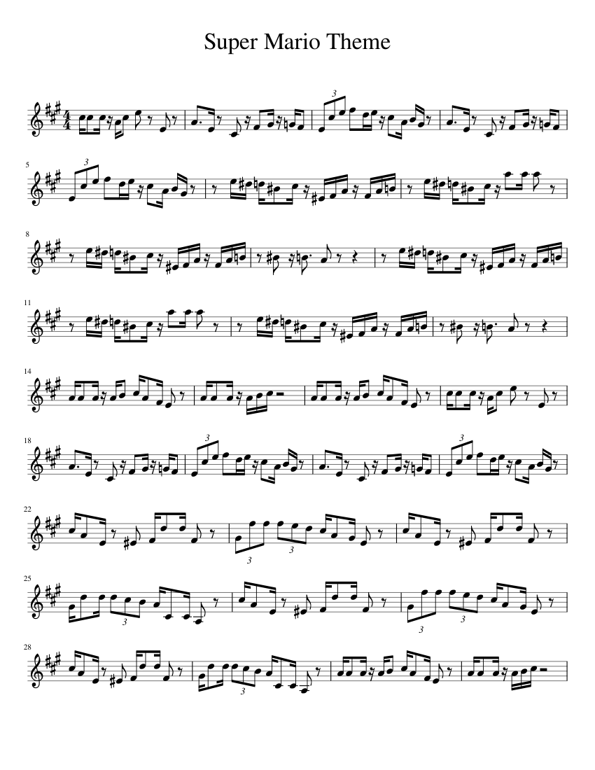 Super Mario Theme Sheet Music for Saxophone baritone (Solo) | MuseScore.com