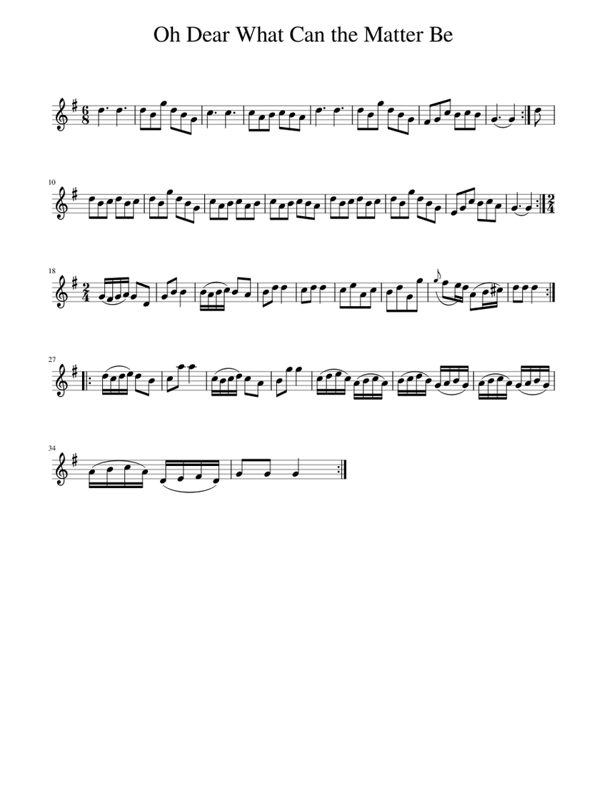Oh Dear What Can the Matter Be Sheet Music for Piano (Solo) easy ...