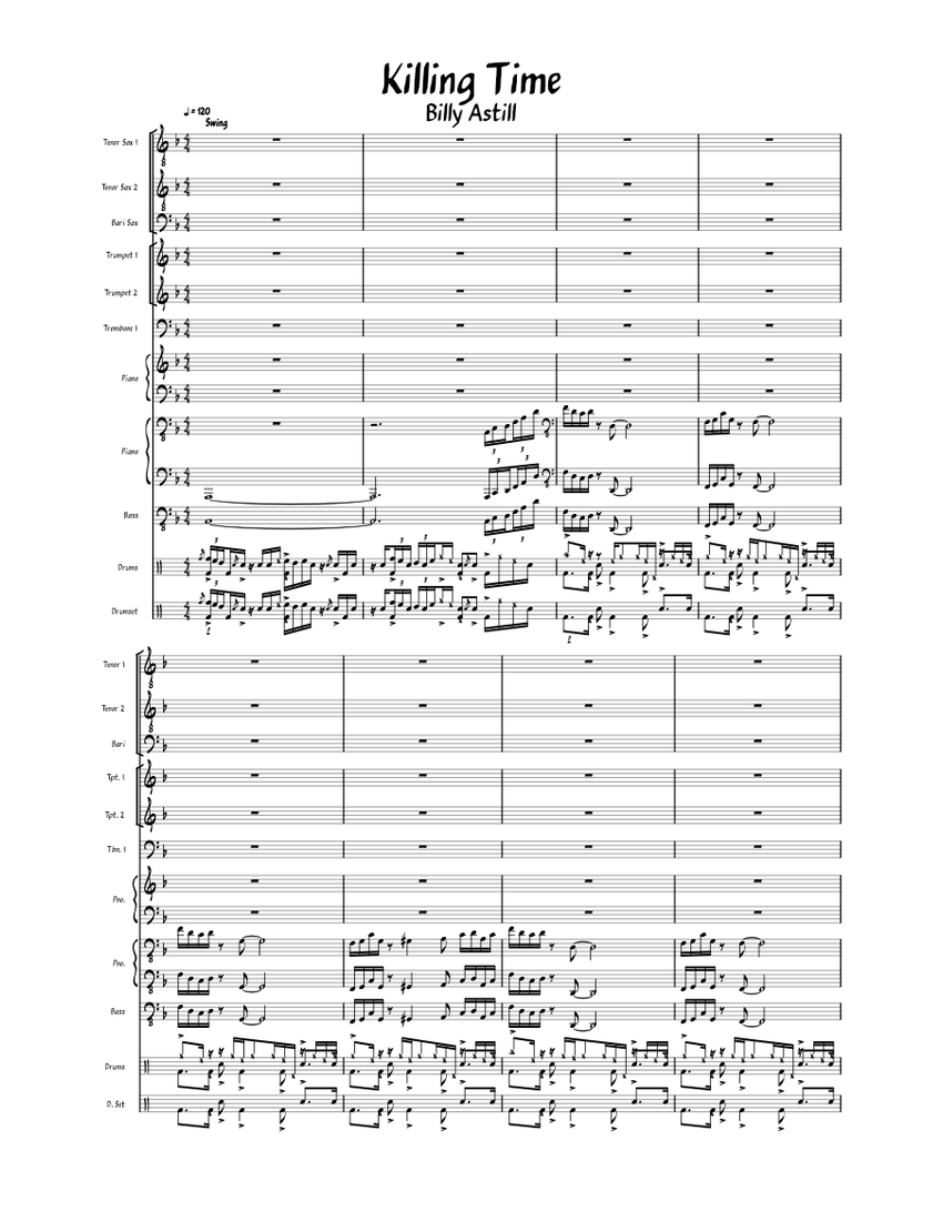 Killing Time Sheet music for Piano, Trombone, Saxophone tenor ...