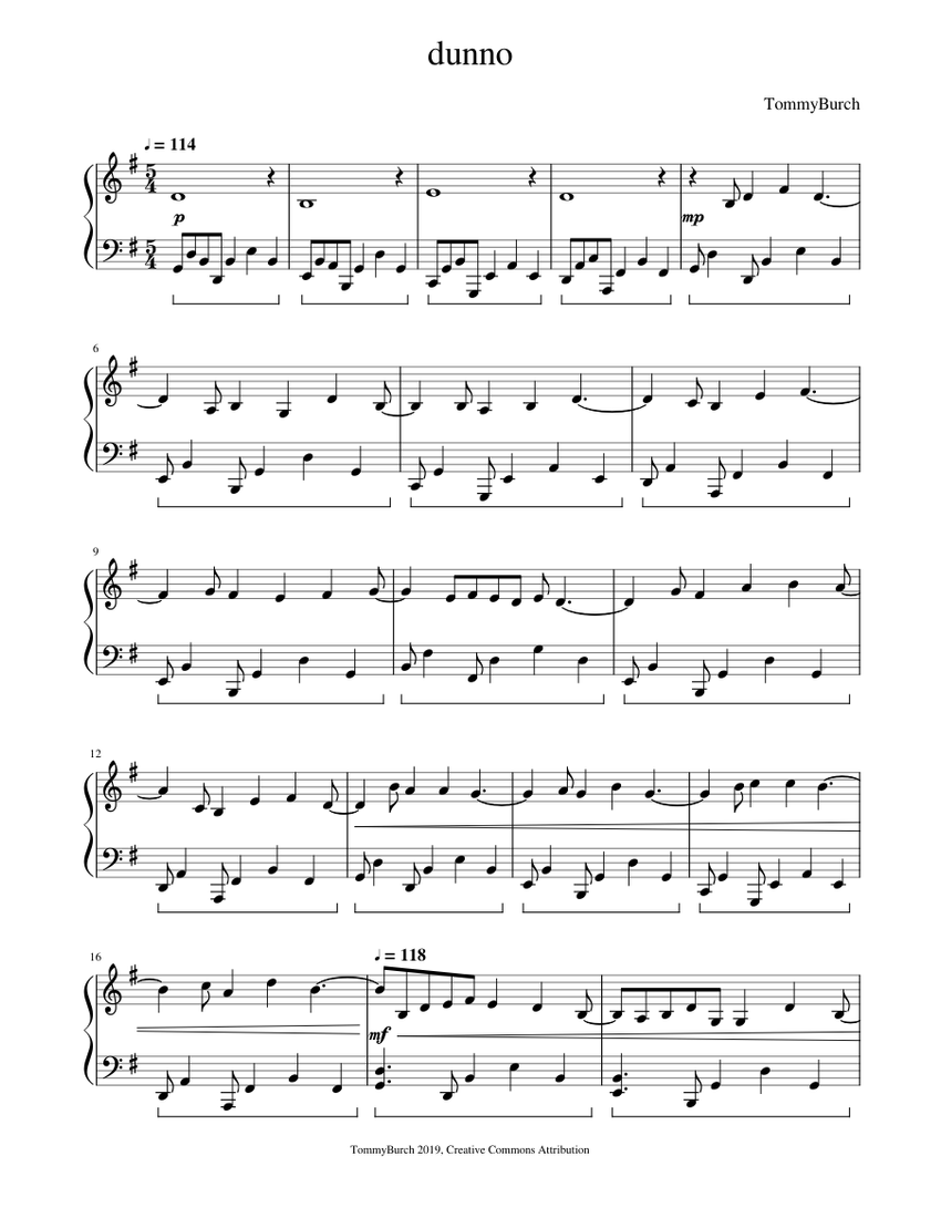 dunno Sheet music for Piano (Solo) | Musescore.com