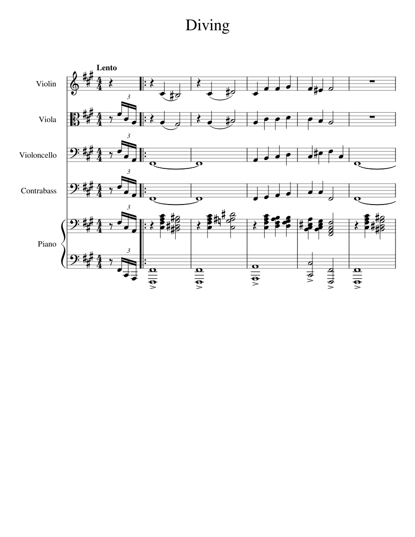 Diving Sheet music for Piano, Contrabass, Violin, Viola & more ...