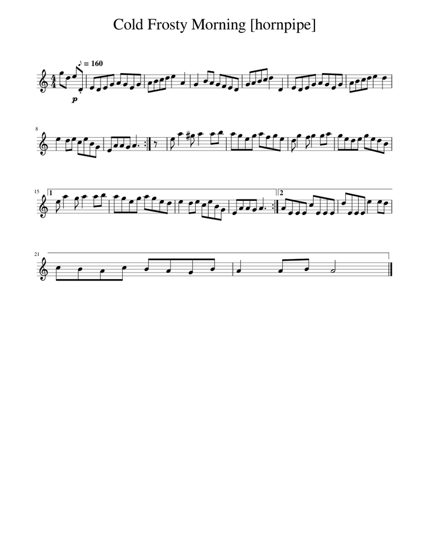 Cold Frosty Morning [hornpipe] - piano tutorial