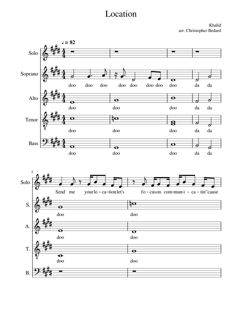 Location (Khalid) Sheet music for Piano (A Capella) | Musescore.com