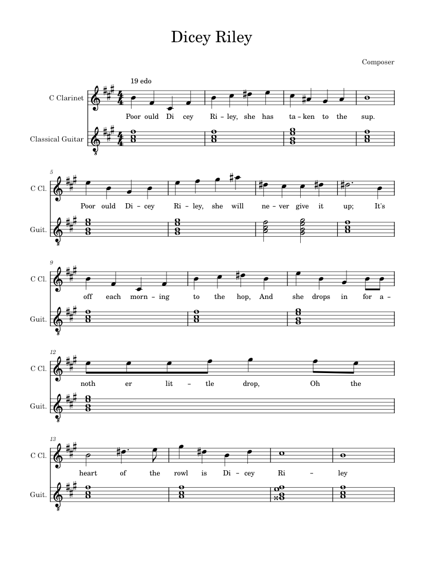 Dicey Riley – Misc Traditional Sheet music for Guitar, Clarinet other ...