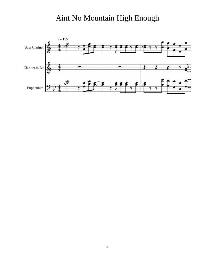 Aint_No_Mountain_High_Enough(Praise) Sheet music for Clarinet bass (Solo) | Musescore.com