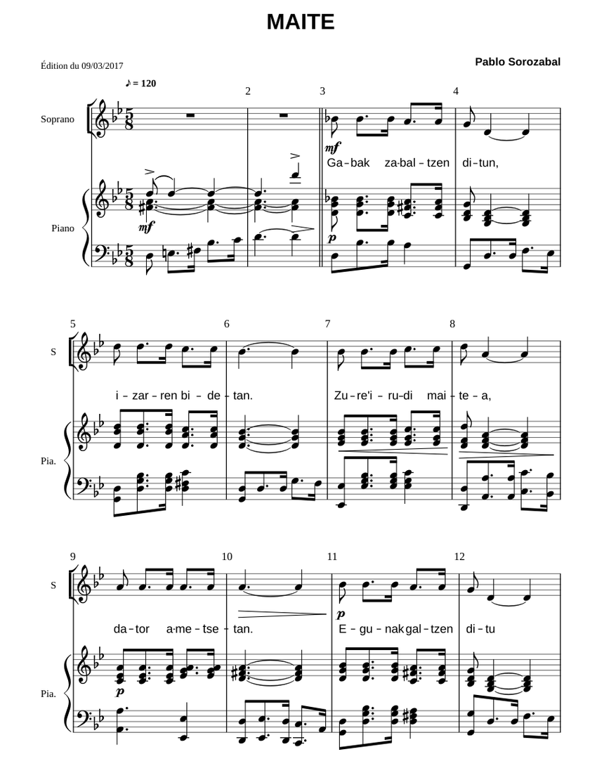 Maite p Sheet Music for Piano (Solo) | MuseScore.com