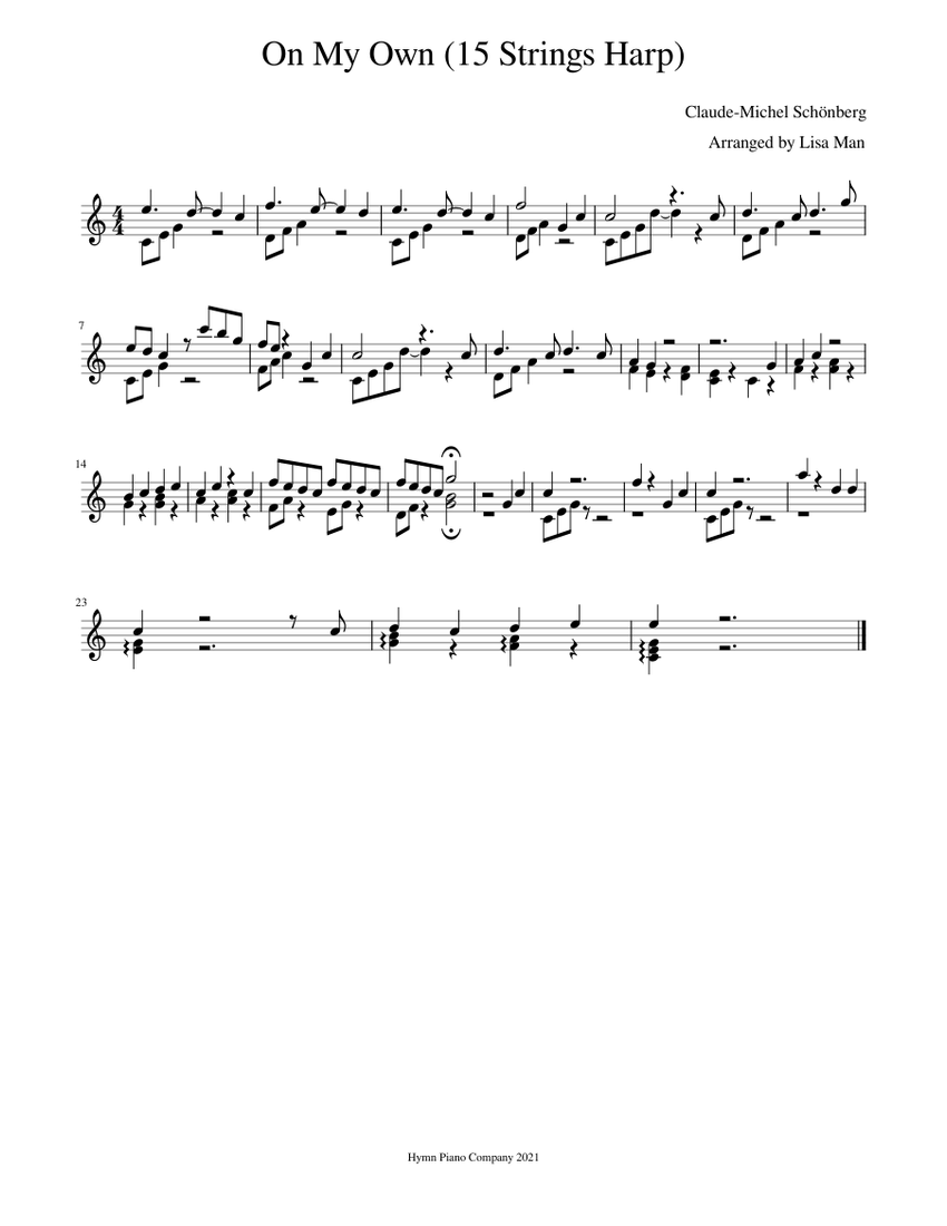 On_My_Own_(15_Strings_Harp) Sheet music for Piano (Solo) Easy ...