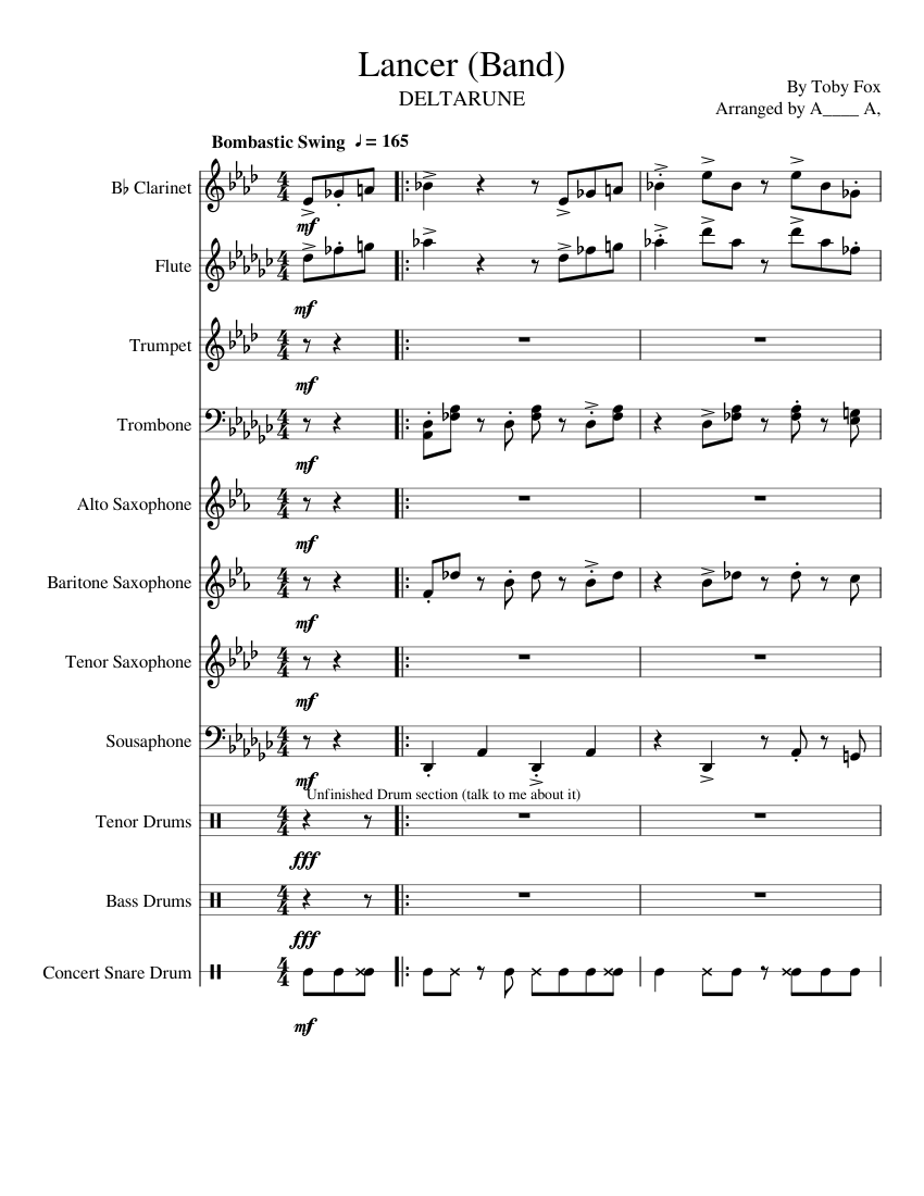 Lancer Band Sheet music for Trombone, Flute, Clarinet in b-flat ...