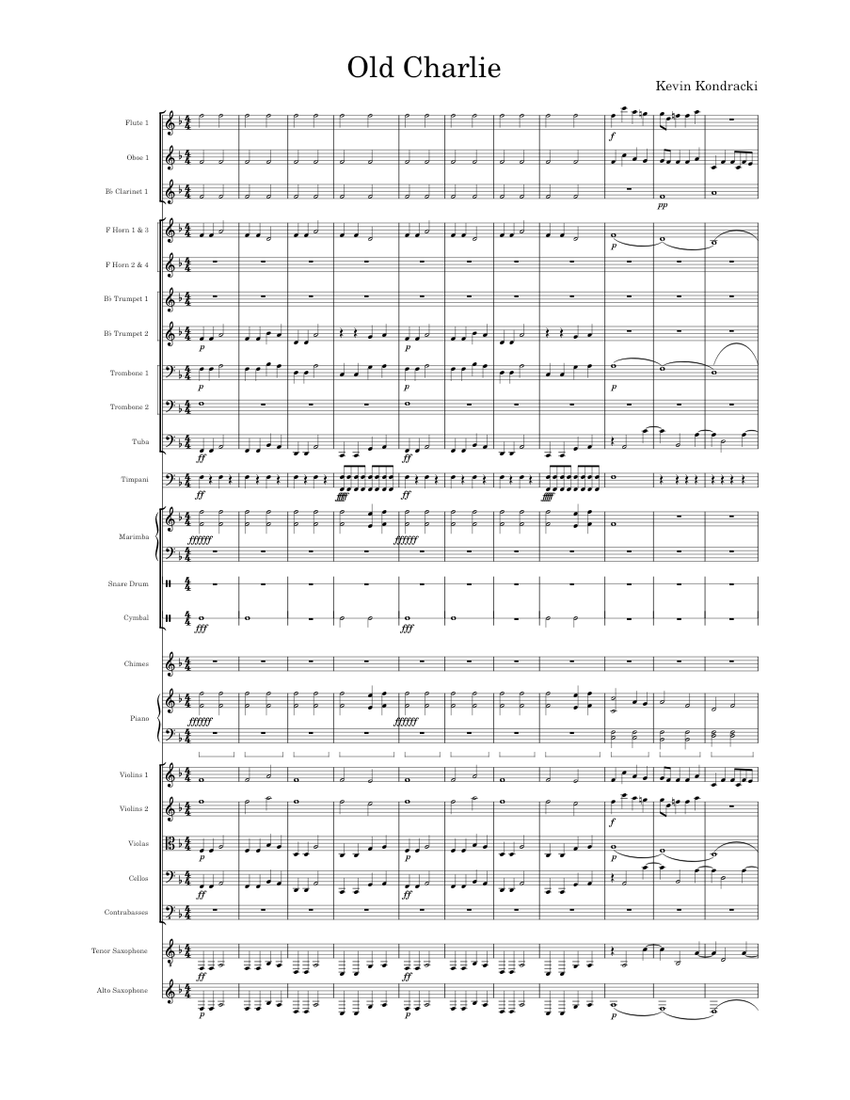 Old Charlie Brass Woodwind Strings Key of F Sheet music for Piano ...