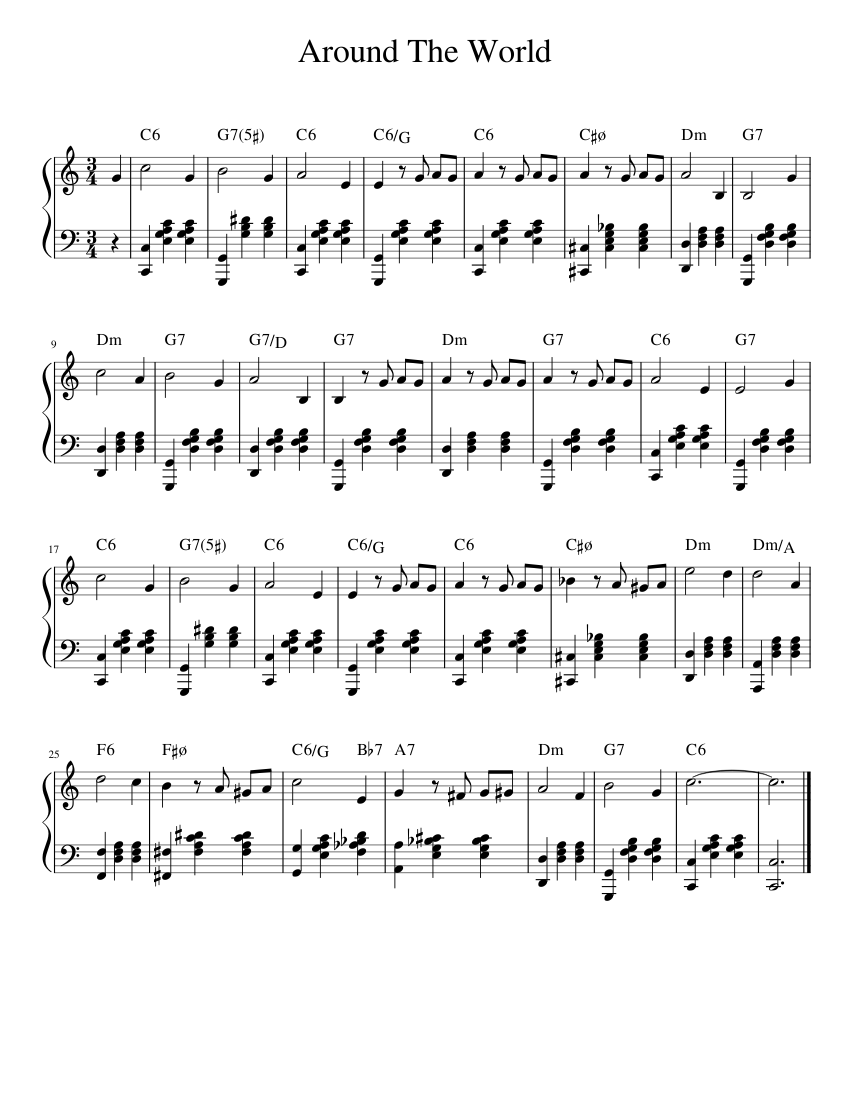 Around The World – Nat King Cole Sheet Music with Chords for Piano ...