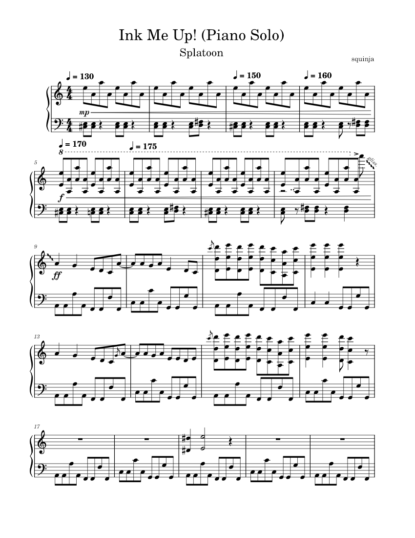 Ink Me Up! (Piano Solo) Sheet music for Piano (Solo) | Musescore.com