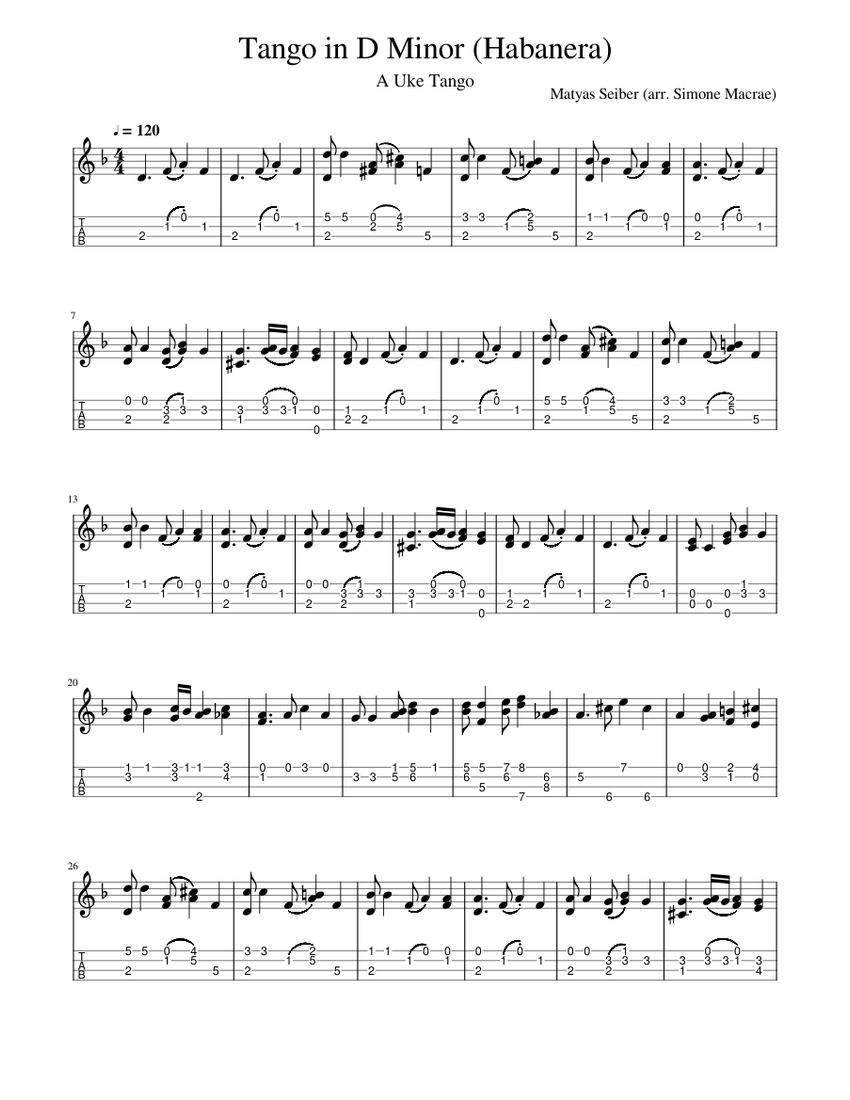 A Uke Tango Sheet Music and Tab for Ukulele (Solo) | MuseScore.com