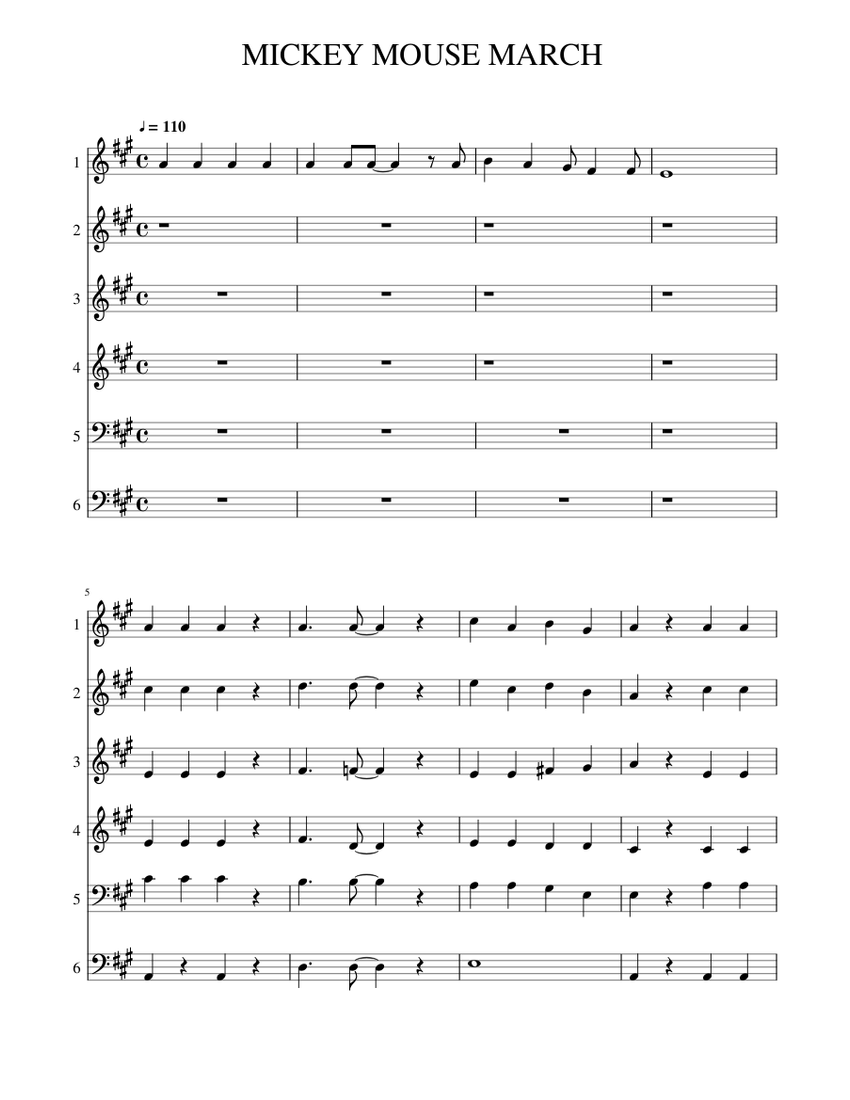 MICKEY MOUSE MARCH Sheet music for Piano, Soprano, Bass voice, Vocals ...