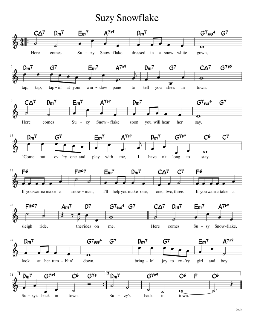 Suzy Snowflake Sheet music for Piano (Solo) | Musescore.com