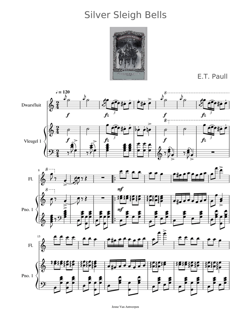 Silver Sleigh Bells Sheet music for Piano, Flute (Solo) | Musescore.com