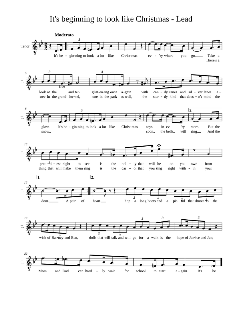 Its_beginning_to_look_like_Christmas-Lead Sheet music for Tenor (Solo ...