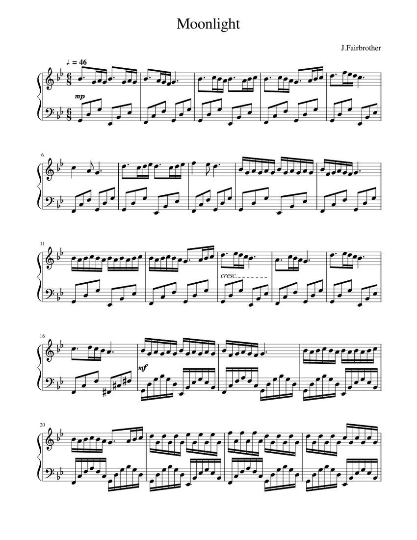 Moonlight Sheet music for Piano (Solo) | Musescore.com
