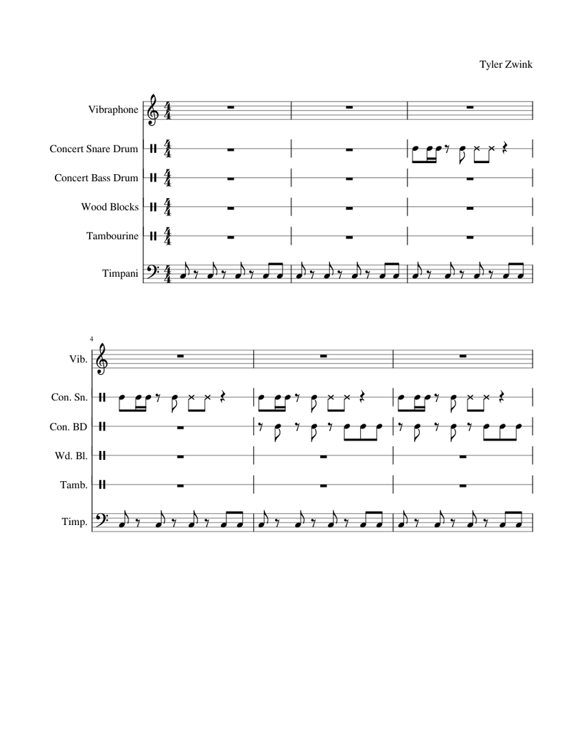 Krankenhaus- Tyler Zwink Sheet music for Tambourine, Timpani, Vibraphone, Snare drum & more ...
