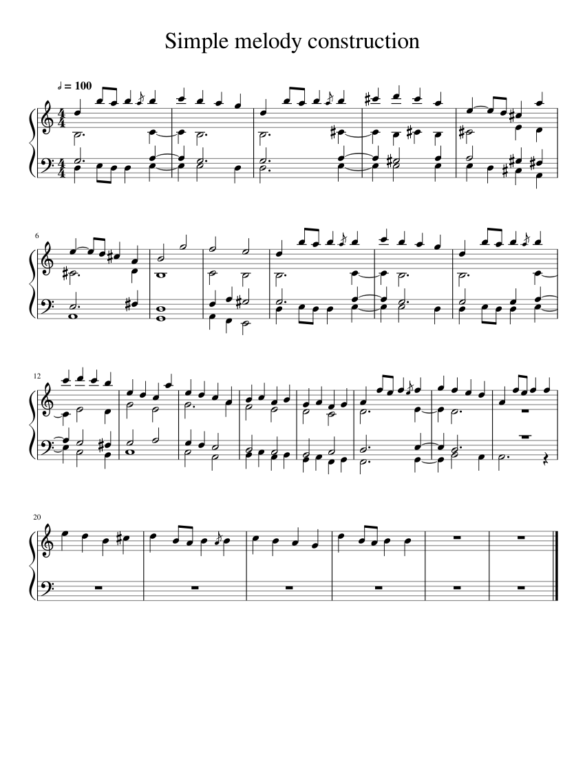 Simple melody construction Sheet music for Piano (Solo) Easy ...