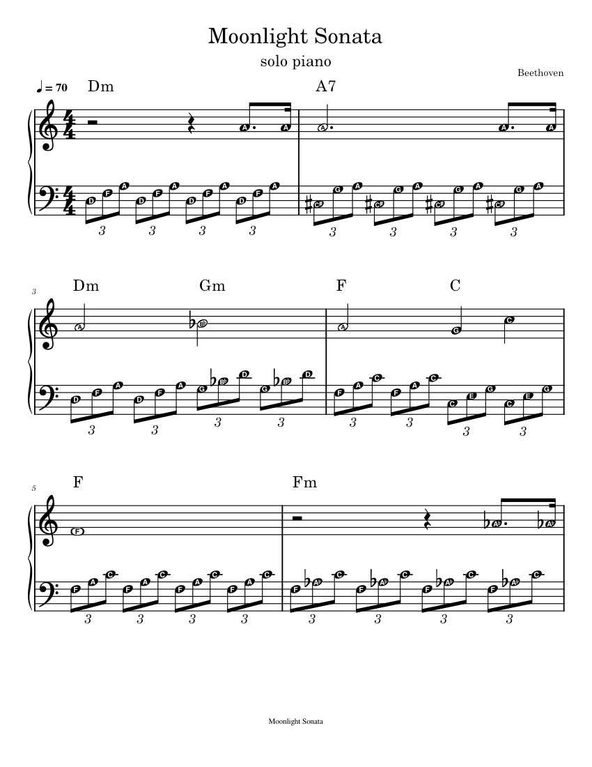 Moonlight Sonata – Ludwig van Beethoven Sheet music for Piano (Solo ...
