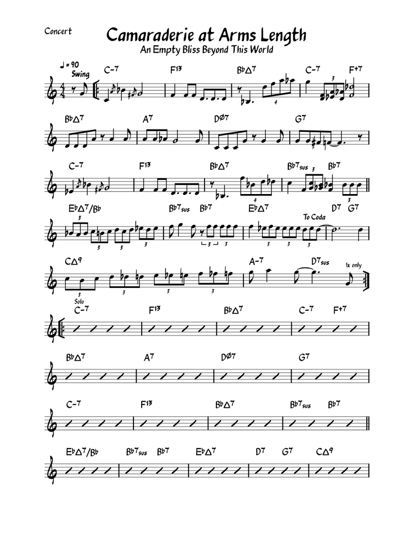 Camaraderie At Arms Length Lead Sheet for Performance Sheet Music with ...