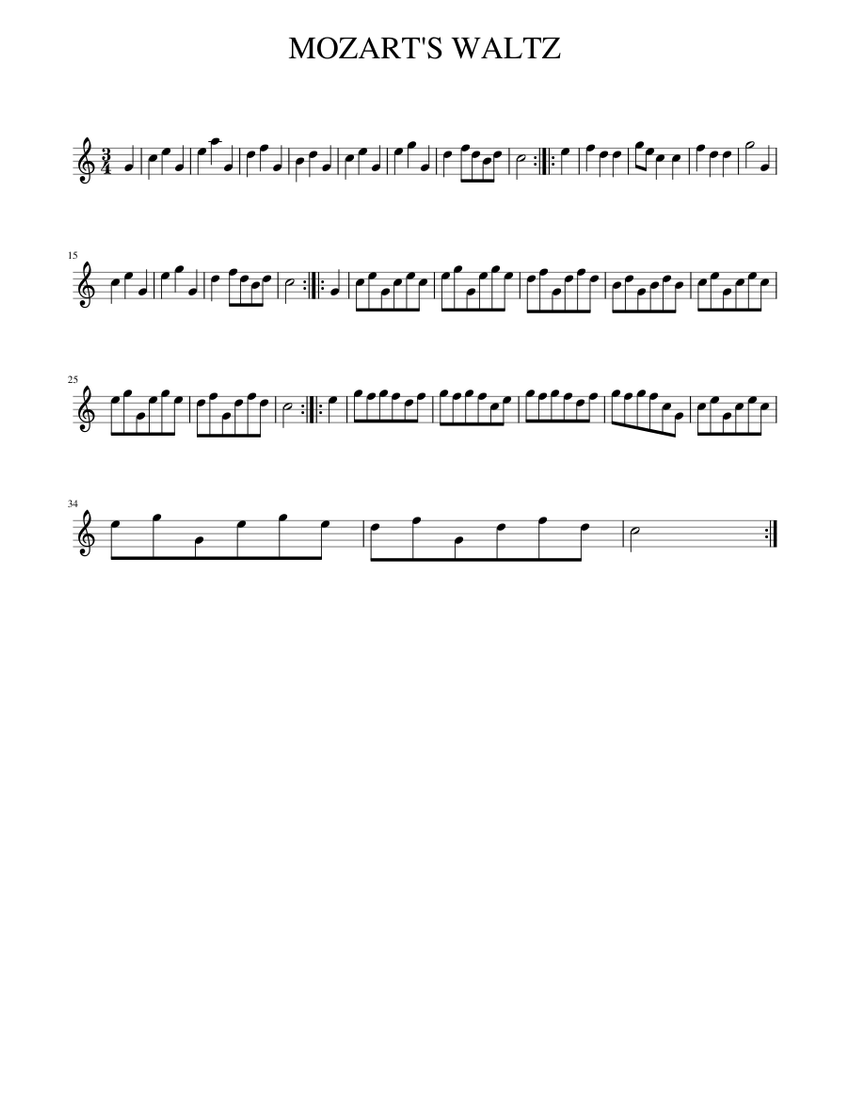 MOZART'S WALTZ Sheet music for Piano (Solo) Easy | Musescore.com