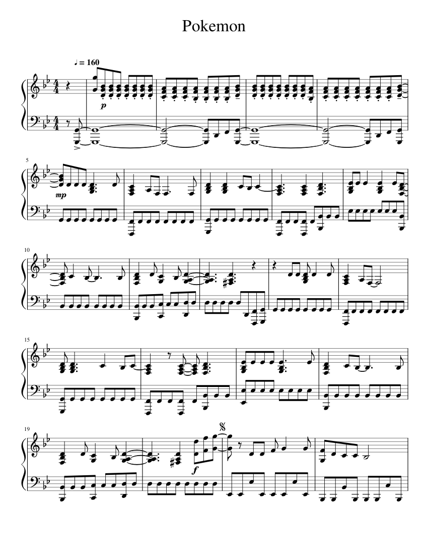 Pokemon Theme Song Sheet music for Piano (Solo) | Musescore.com