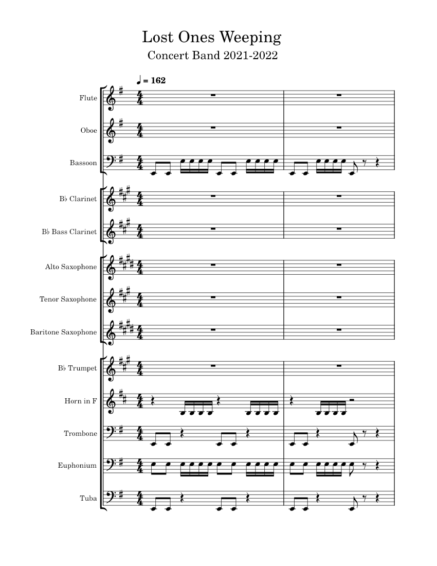 Lost Ones Weeping Sheet Music for Trombone, Euphonium, Tuba, Flute ...