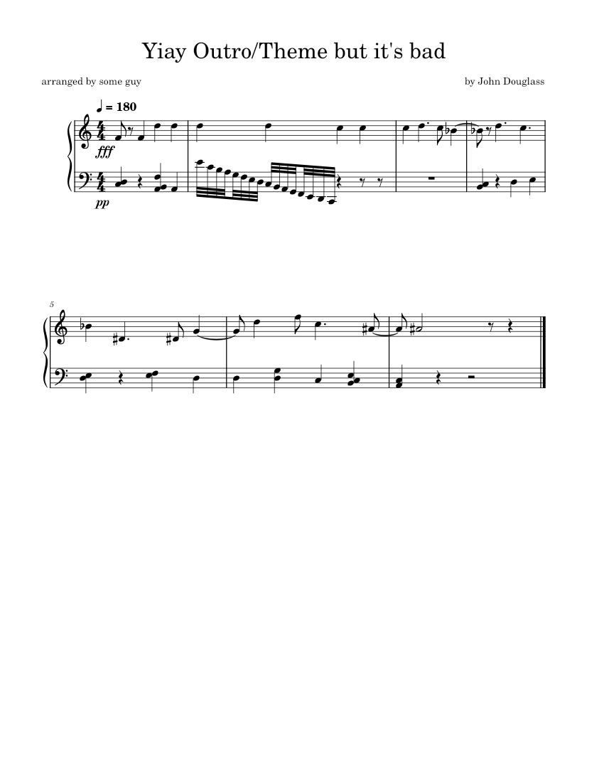 YIAY Theme – John Patrick Douglass YIAY Outro/Theme but it's bad Sheet ...