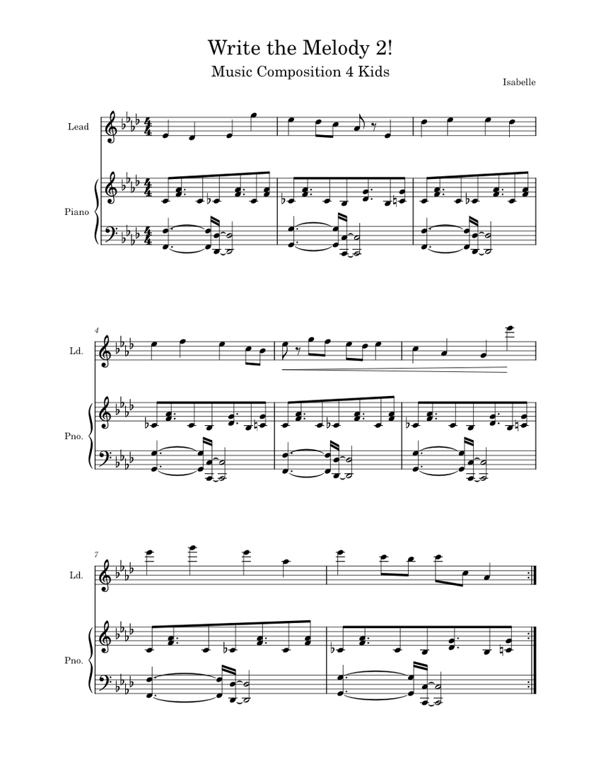 Write the Melody 2! 1 Sheet Music for Piano, Violin (Solo) | MuseScore.com