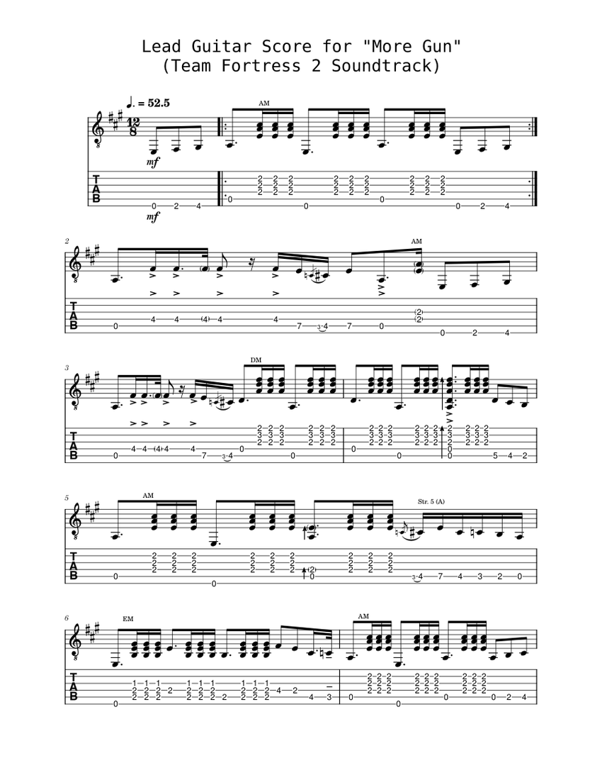 More Gun – Valve Studio Orchestra Sheet Music for Guitar (Solo ...