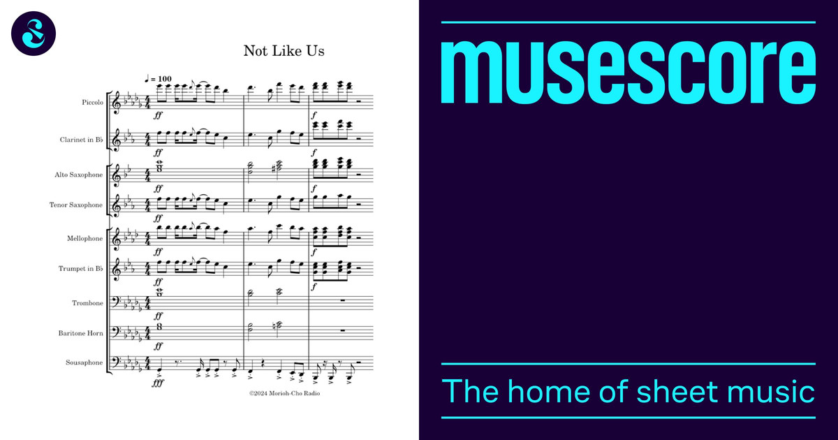 Not Like Us – Kendrick Lamar Sheet Music for Trombone, Tuba, Oboe ...