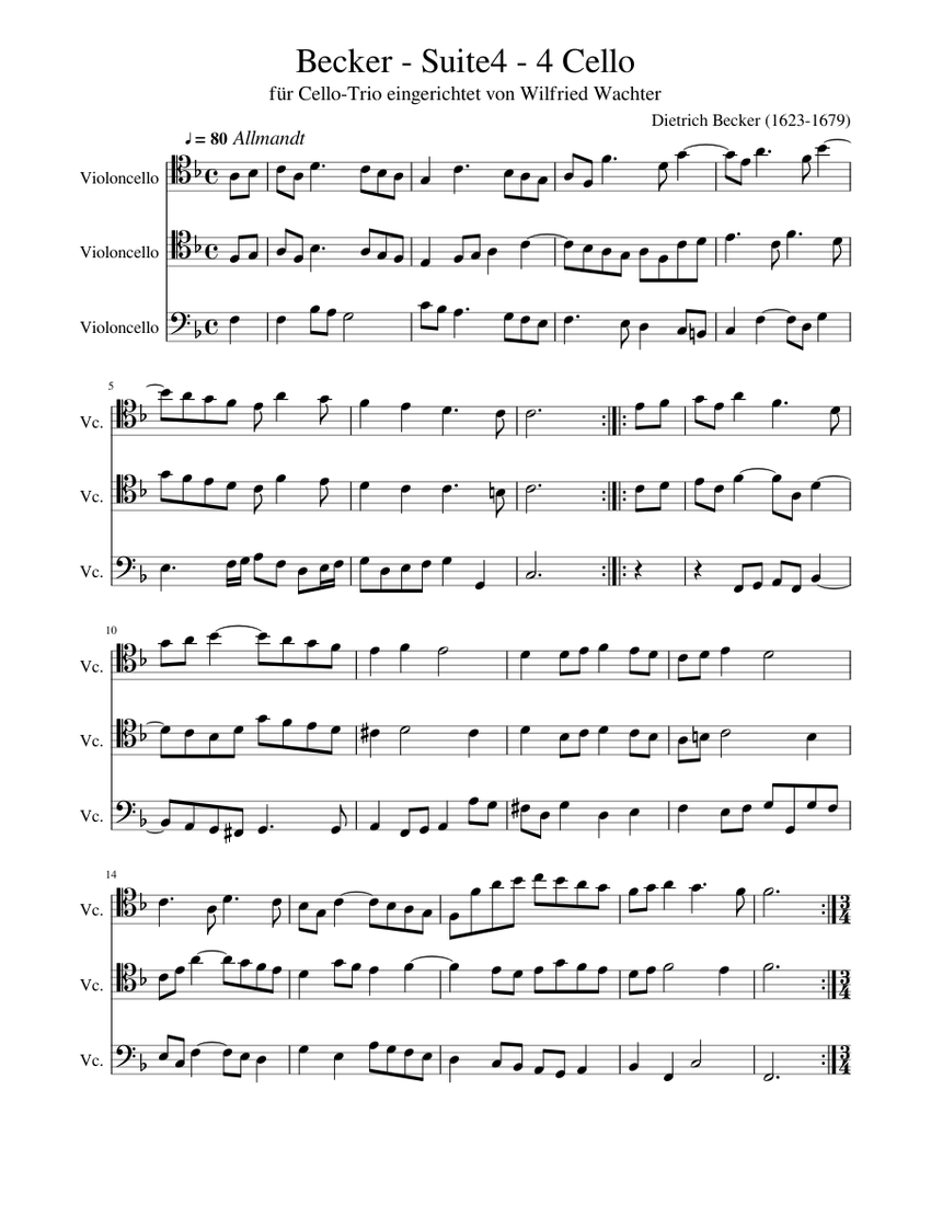 Becker - Suite4 - 4 Cello Sheet music for Cello (Mixed Trio ...