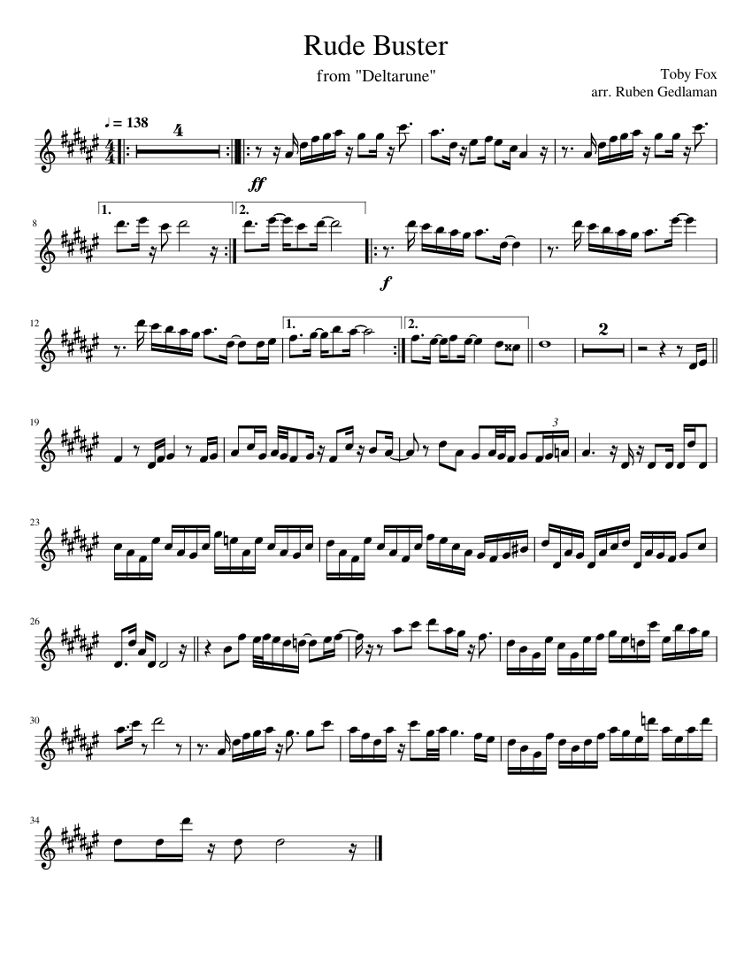 Rude Buster for Eb Saxophone Sheet Music for Saxophone alto (Solo ...